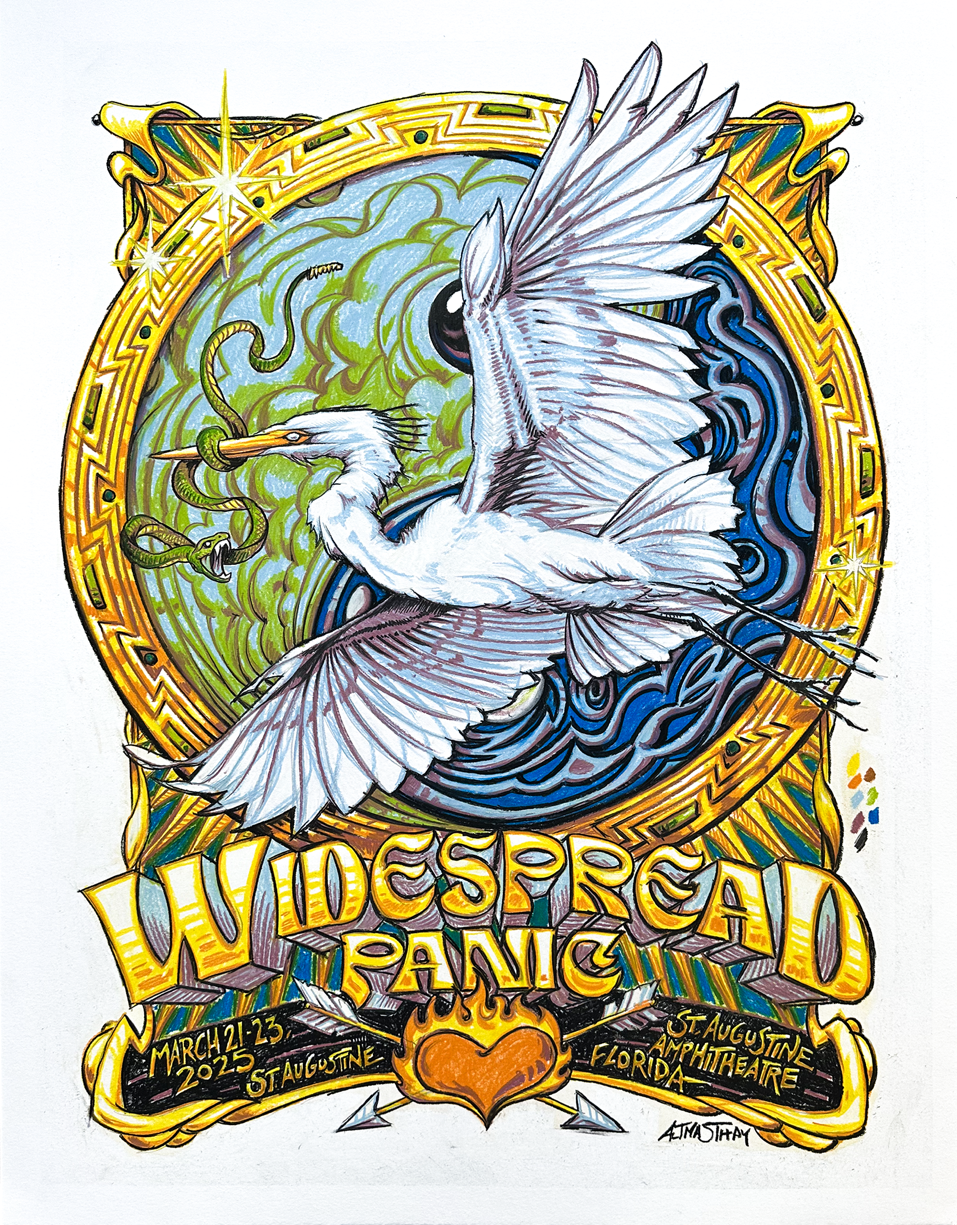 AJ Masthay "Widespread Panic - St. Augustine" OG Color Drawing ...