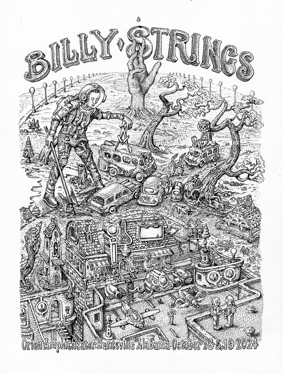 David Welker "Billy Strings @ Orion Amphitheater" Pen & Ink - OG ...