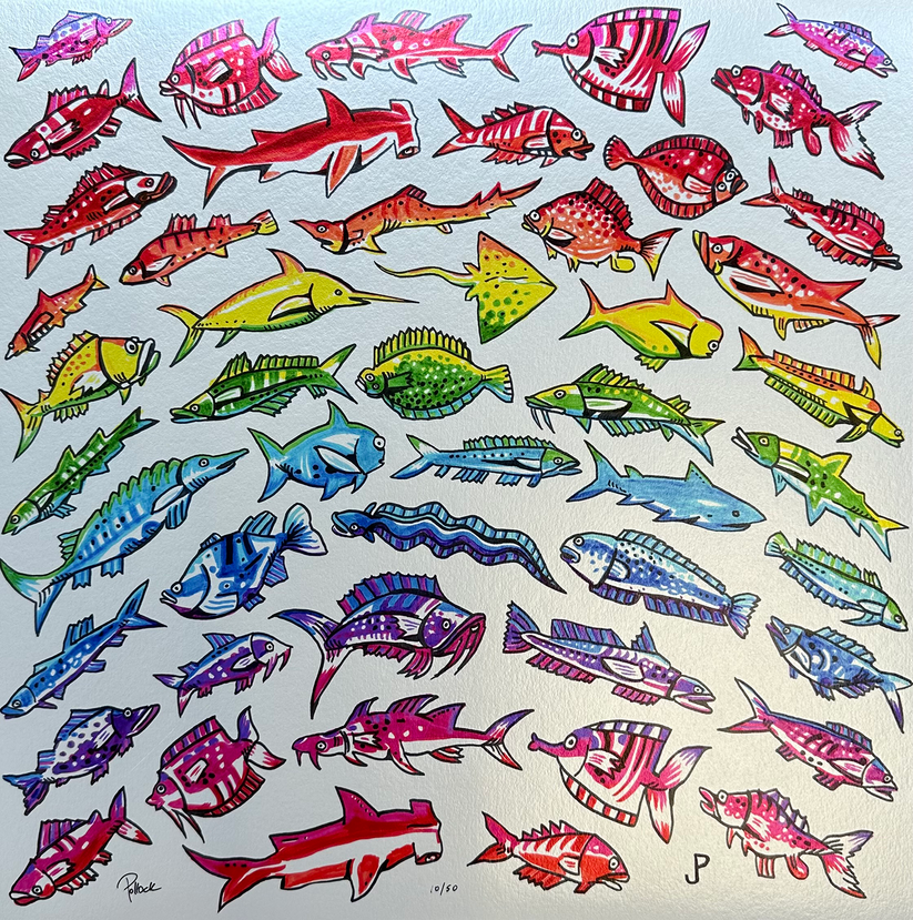 Jim Pollock "Fish Rainbow" Metallic Paper Variant – Bottleneck Gallery